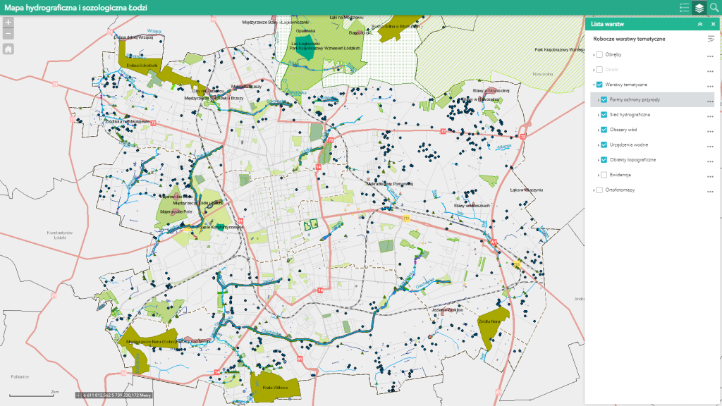 Mapa hydrograficzna i sozologiczna Łodzi – InterSIT